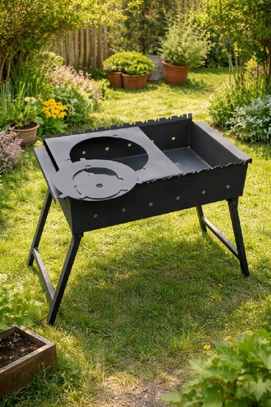 Мангал складной 600 мм с полкой под казан адаптером