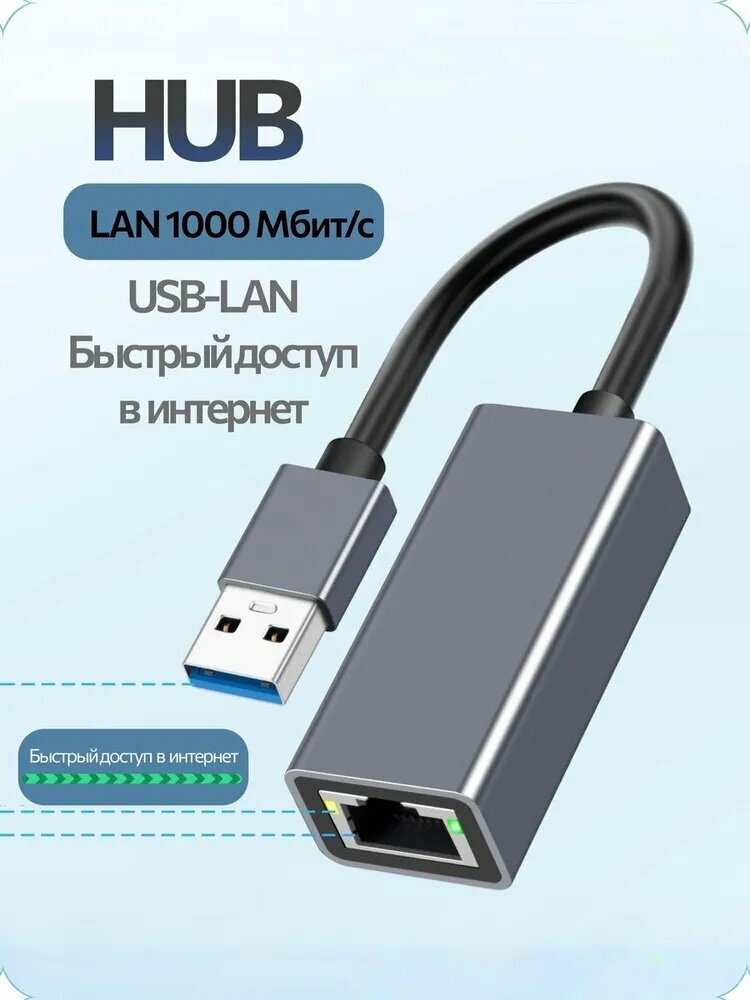 Переходник сетевого кабеля Ethernet USB - LAN RJ-45 Hub