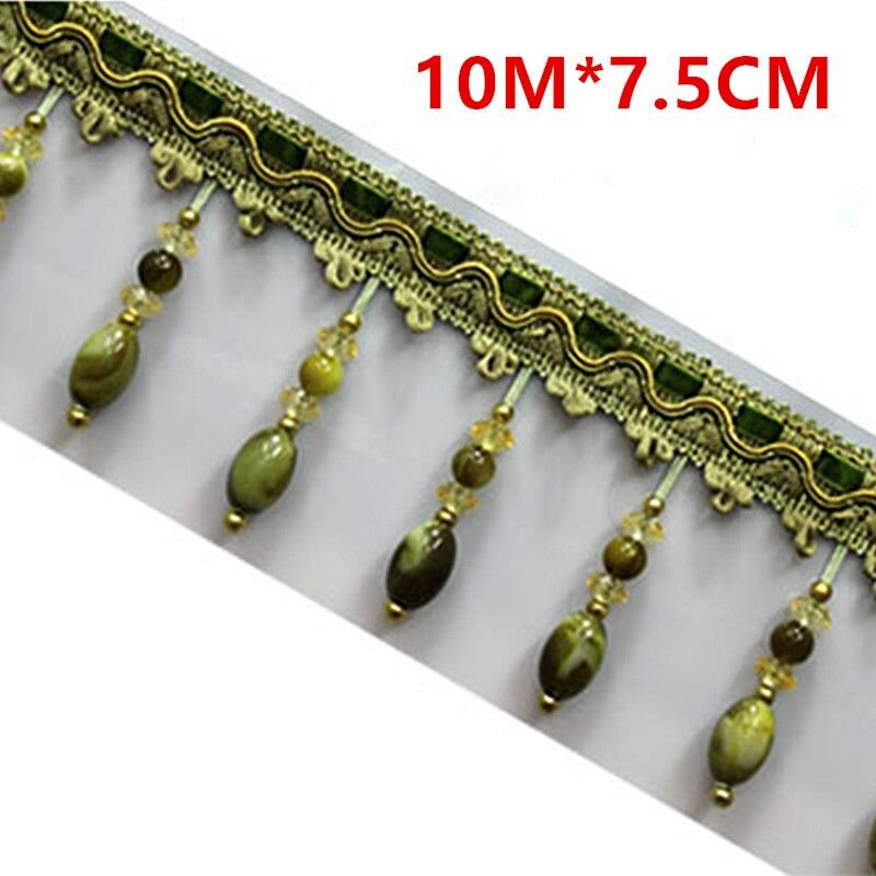 7.5CM*10M Декоративный бордюр для штор с бисером и кристаллами европейский стиль фри имитация нефрита