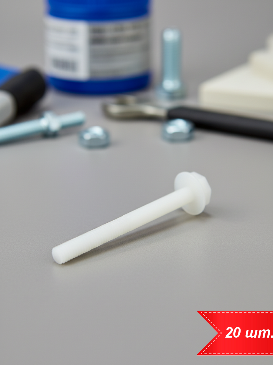 Винт пластиковый М6 х 60 мм для строительных и ремонтных работ (20 шт.)