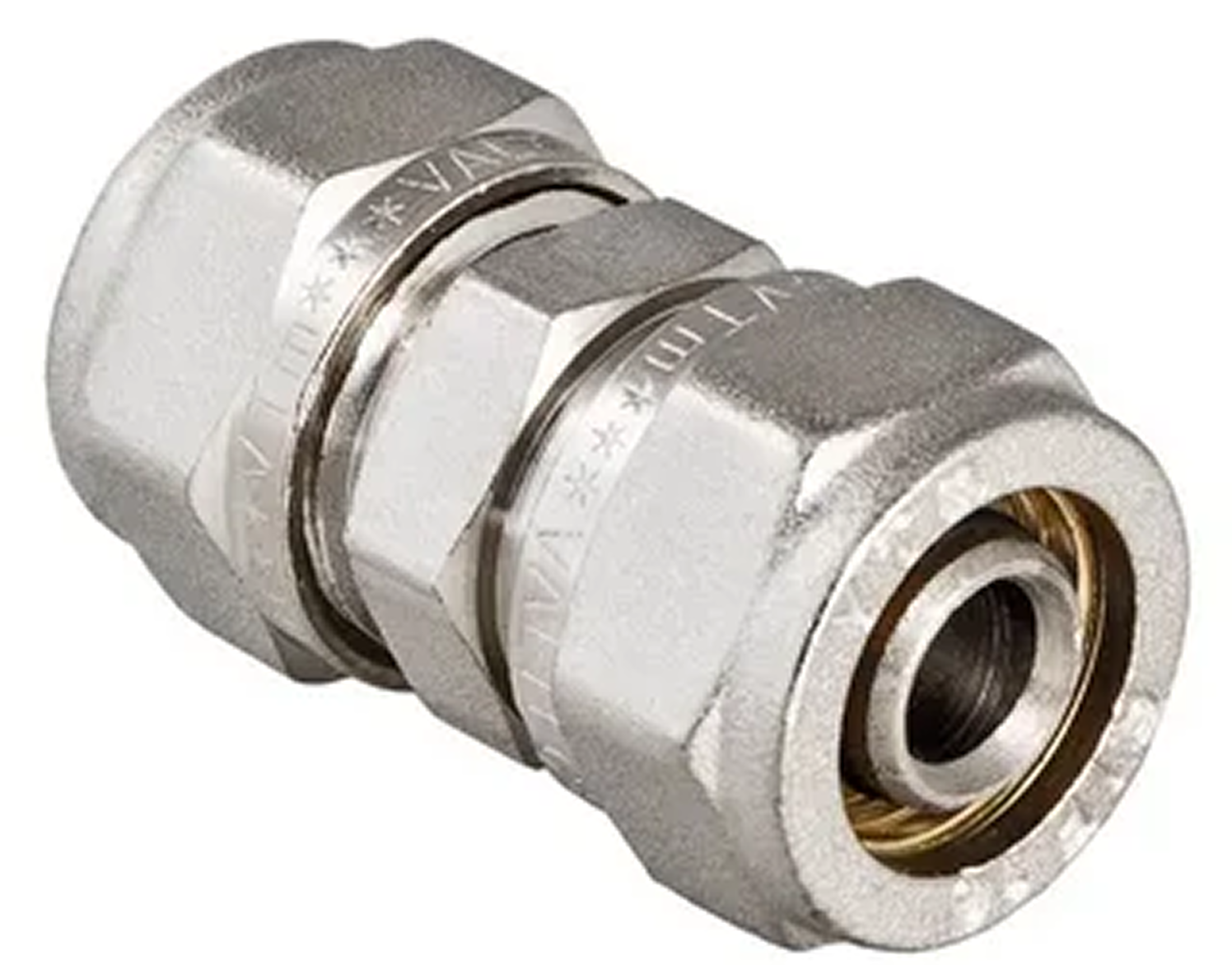 Обжимной соединитель VALTEC VTm.303, латунь, никелированный, 20x16