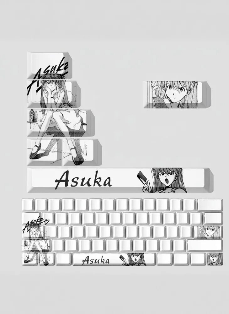 Кейкапы для механической клавиатуры Evangelion Asuka (Евангелион), PBT пластик