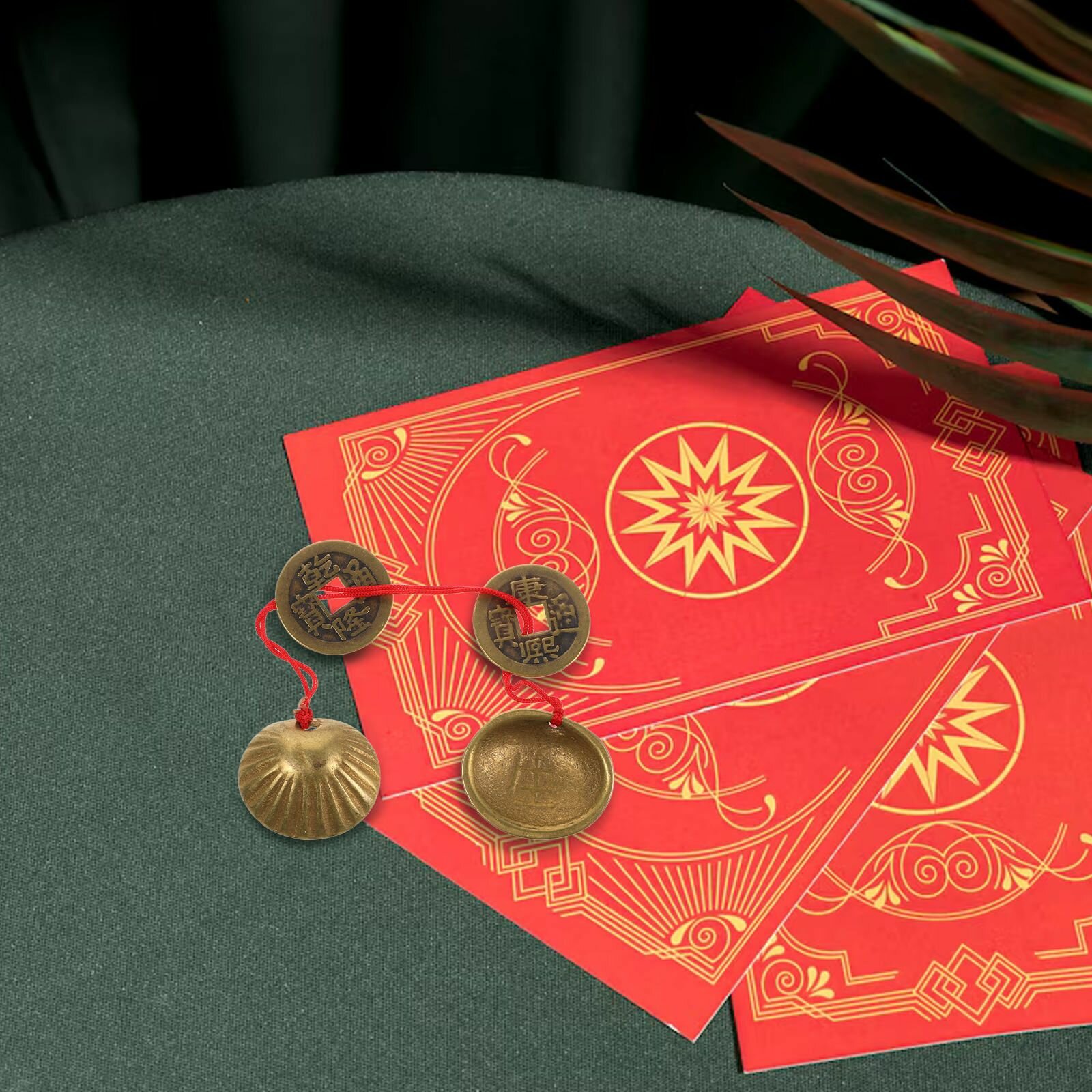 Набор медных раковин для гадания инь-янь с феншуй монетами, для декора на китайский новый год