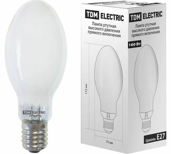 Ртутная лампа высокого давления TDM ELECTRIC ДРВ 160 Вт Е27