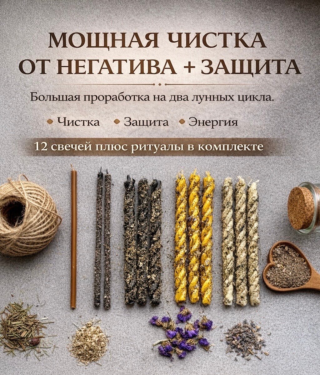 Магические свечи скрутки «Чистка от Негатива». Наполнение Энергией, на Защиту, на Чистку жилья и на дружбу с домовым.
