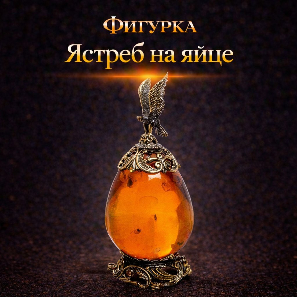 Фигурка Ястреб на яйце (янтарь)