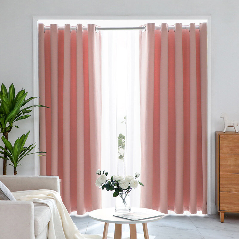 [2026] Роскошная ткань для штор в европейском стиле с полной светонепроницаемостью, высококачественная отделка оконного экрана, солнцезащитная ткань для балкона, не требует сверления, однотонная.