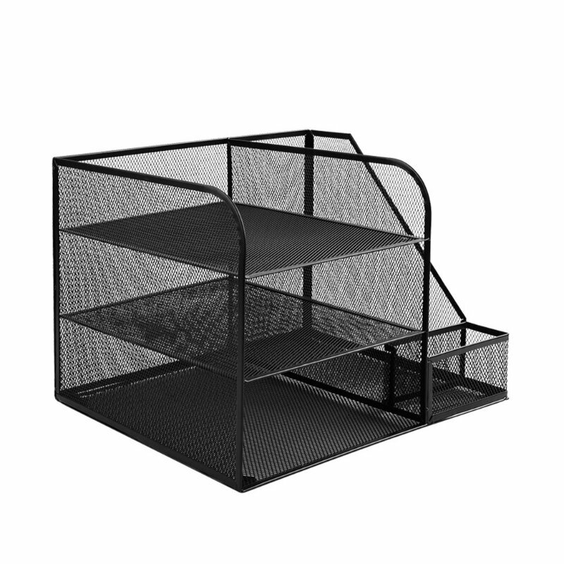 3-Ярусный Металлический Лоток Для Писем с Журнальной Подставкой Многофункциональный Настольный Органайзер Для Документов Для Офисных Школьных Принадлежностей