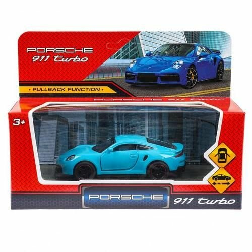 Машинка Huada Toys модель инерционная Porsche 911 Turbo 10,5 см, металл, открываются двери, в коробке, 2208C0360-R2
