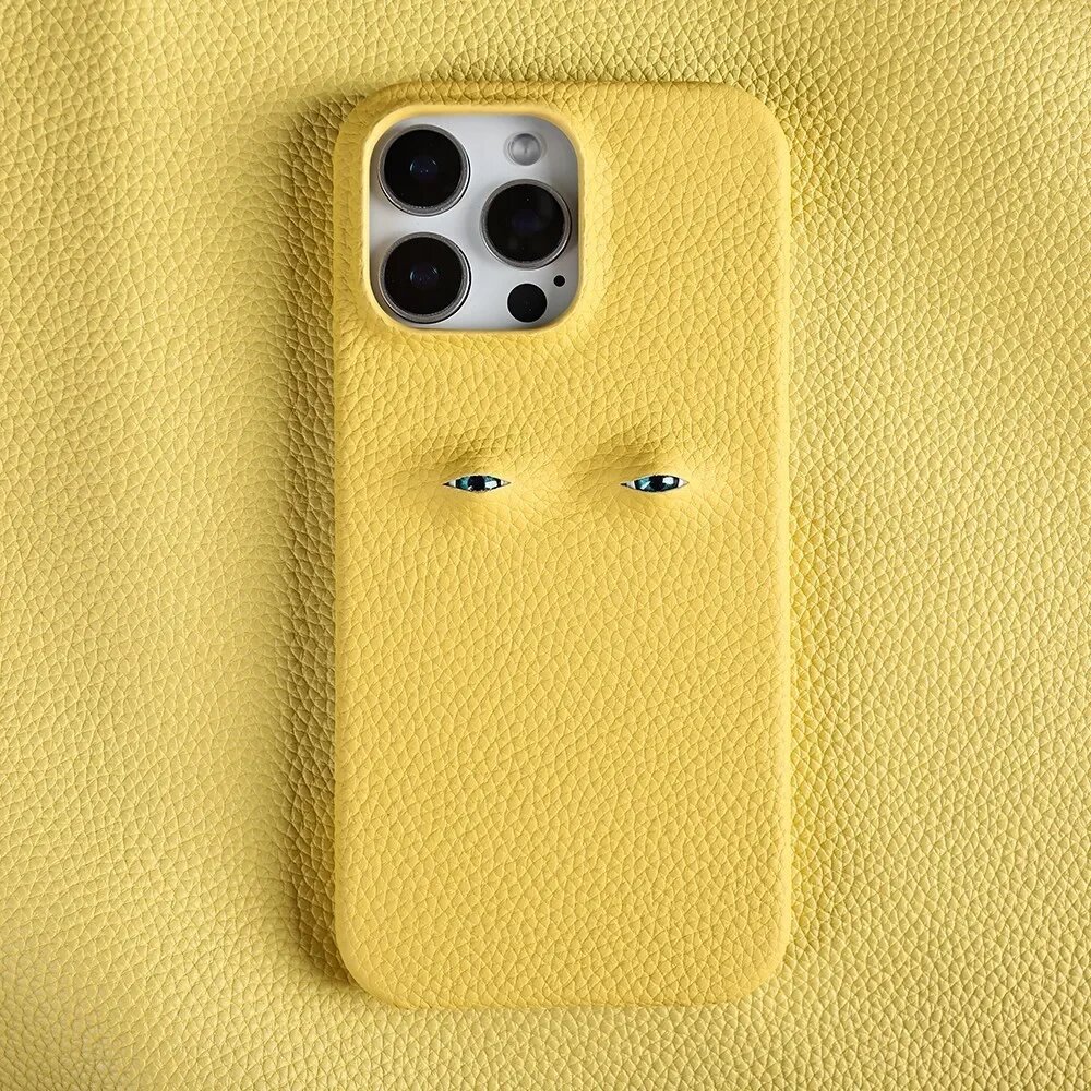 Уникальный дизайн глаз, чехол из натуральной кожи для Iphone 16 Желтый, для айфона 14, Yellow 6204