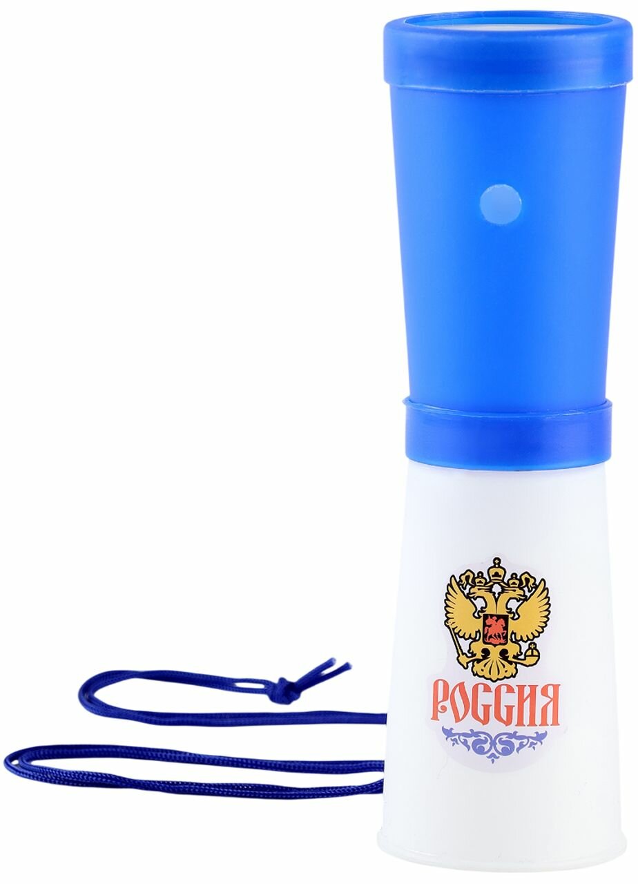 Свисток-дуделка для болельщиков "Россия. Герб" на шнурке, гудок-горн для спортивных подвижных игр на улице и соревнований, 17 см, микс