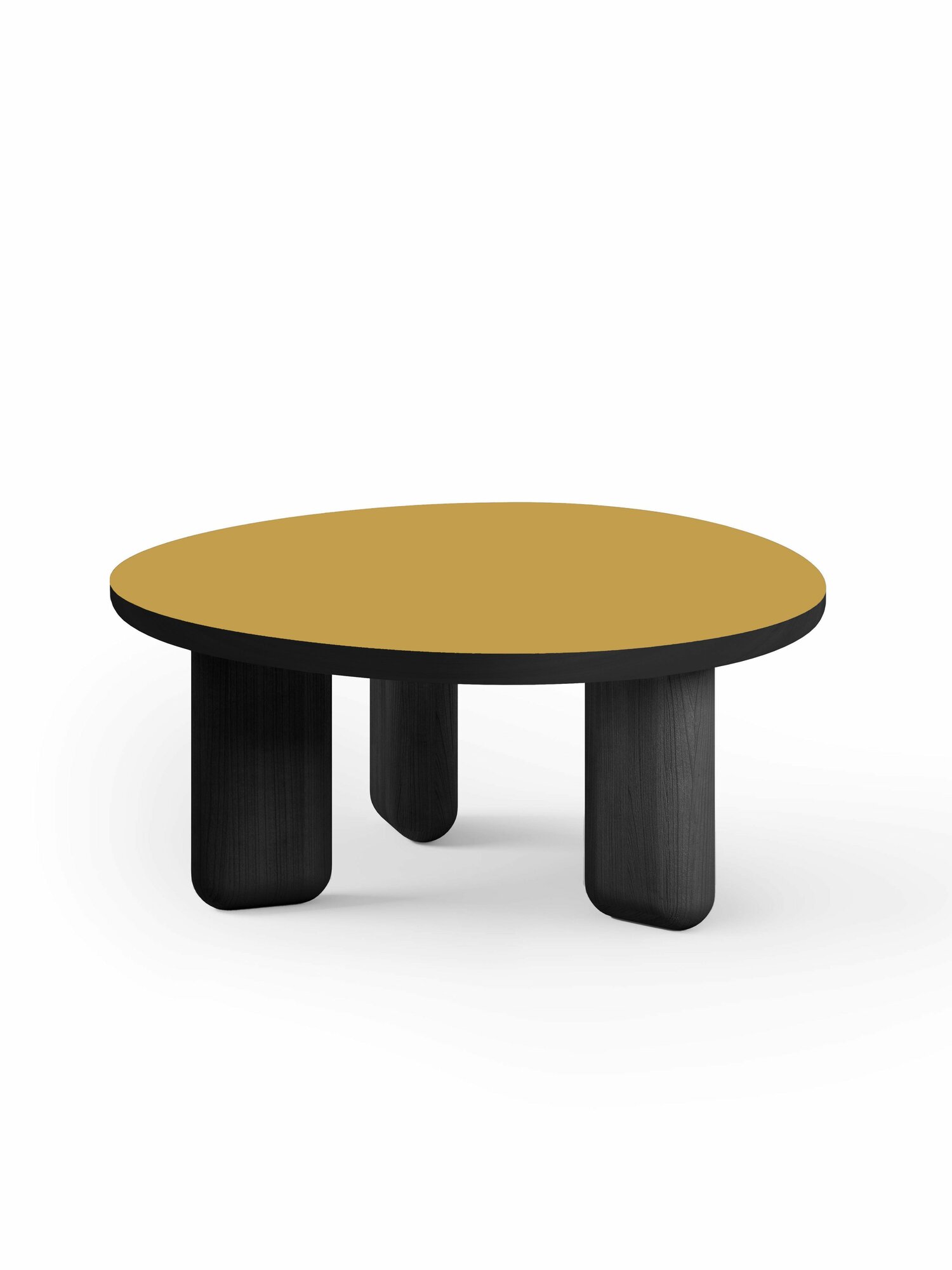 Стол журнальный Крокед горчичный низкий на опорах из массива бука