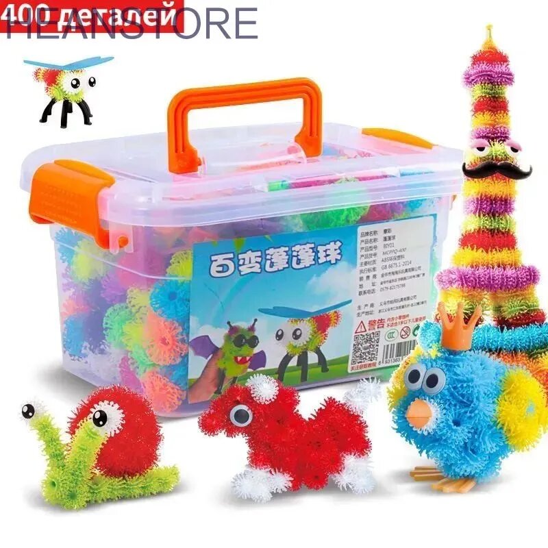 Конструктор-липучка Bunchems (Банчемс), 400 деталей, коробка упаковка