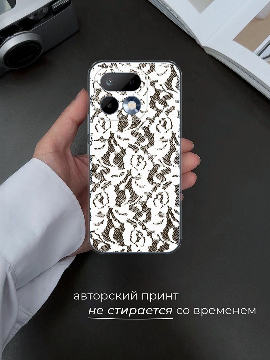 Чехол на Realme 16 Pro / Реалме 16 Про с принтом Белые кружева цветов — фото 1