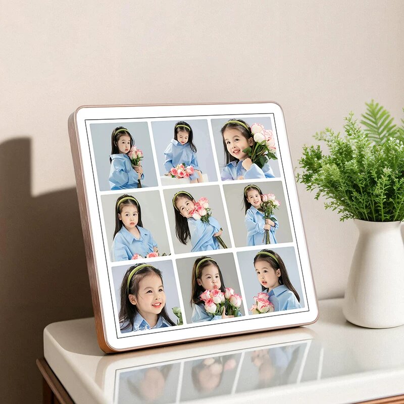 Кристаллическая керамическая фоторамка 50x50 см, настенная, шампанское золото