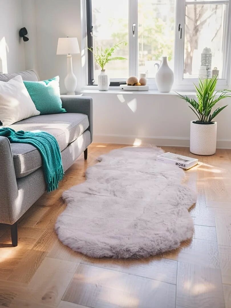 Ковер, материал из искусственного кроличьего меха, мягкий и удобный, замшевое нескользящее дно, может использоваться в спальне гостиной детской комнате 60x150CM