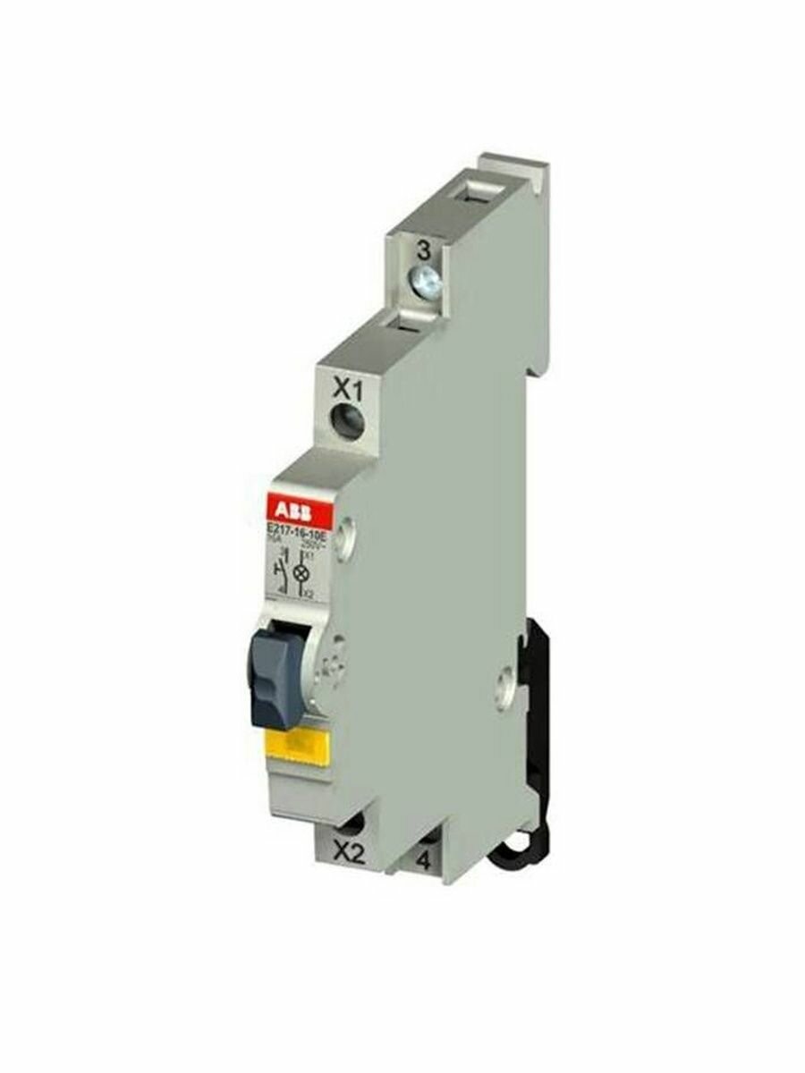 Кнопка желтая с подсветкой 115-250В AC без фиксации на DIN-рейку 16А 1НО ABB, 2CCA703163R0001