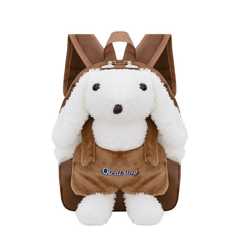 Детский рюкзак мягкая игрушка кролик с водонепроницаемый нейлон для детей дошкольного и подготовительного возраста коричневый