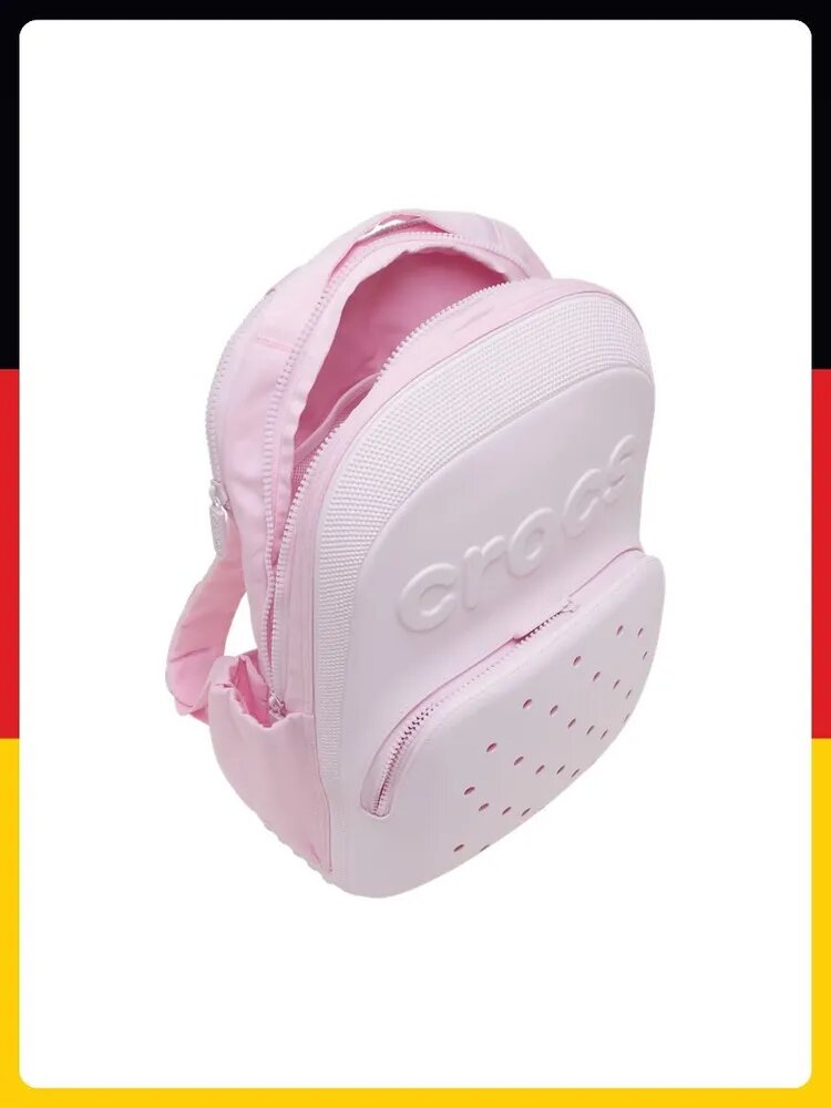 Рюкзак Crocs бледно-розовый для ноутбука, туристический, мужской, женский, средний — фото 1