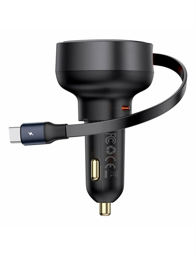 Baseus Автомобильное зарядное устройство Baseus Built in Retractable Cable Type-C Port Type-C Cable 60W CCTXP-CC P00057802111-01 черный