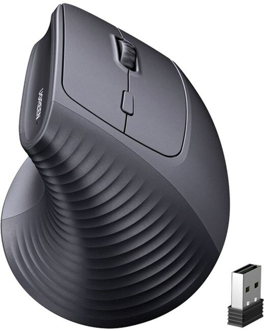 55916_ Беспроводная вертикальная мышка UGREEN M571 (55916) Wireless Vertical Mouse 2.4 GHz. Цвет: черный