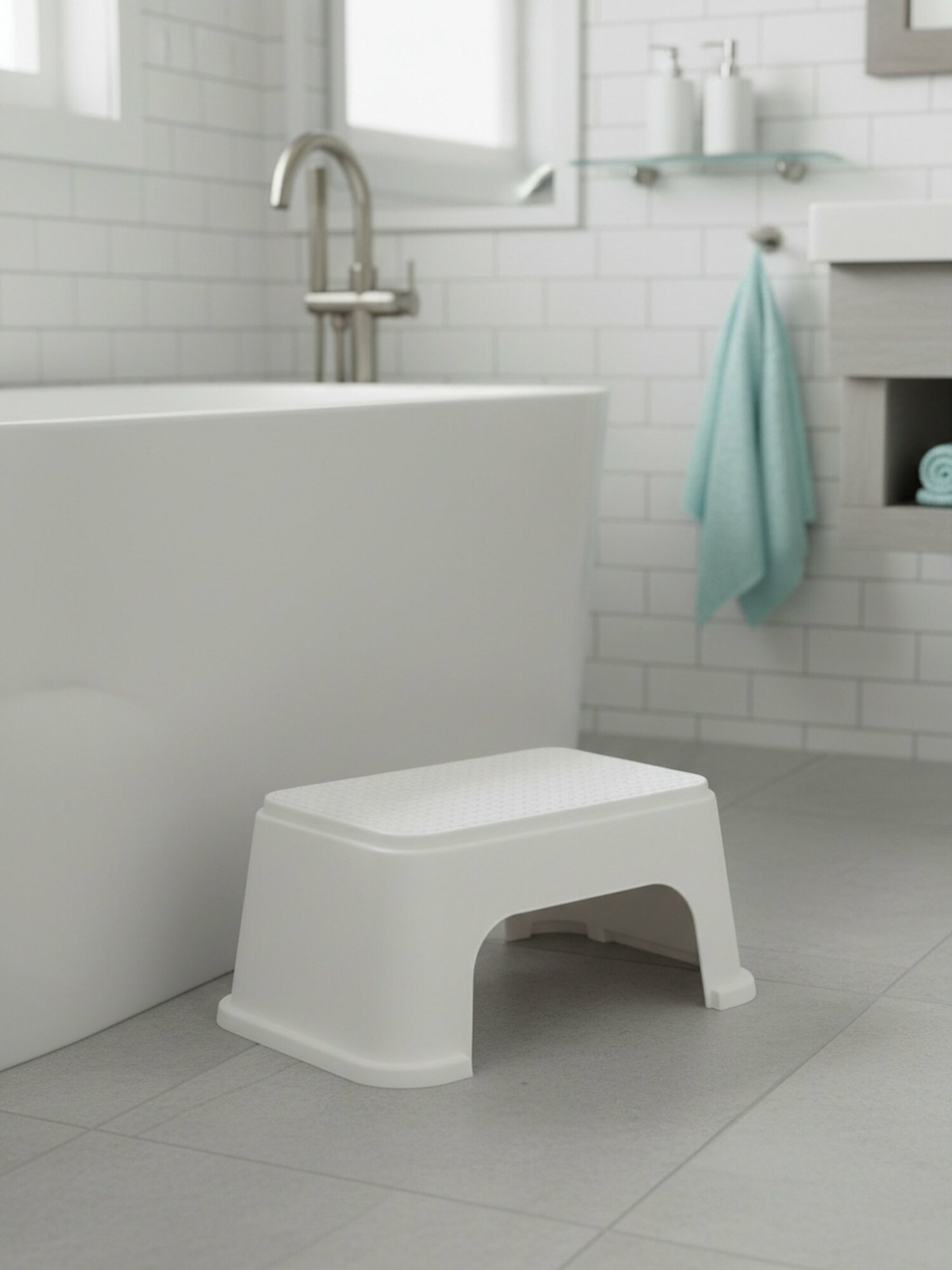 Табурет-подставка 335х250х157 мм, белый, прямоугольный, Альтернатива, М8752