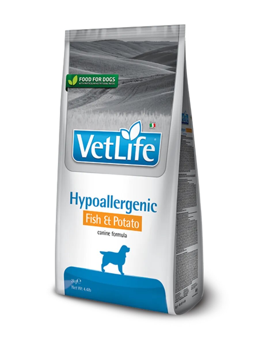 Сухой корм Farmina Vet Life Hypoallergenic (Фармина) для собак снижение пищевой аллергии, рыба с картофелем, 2 кг