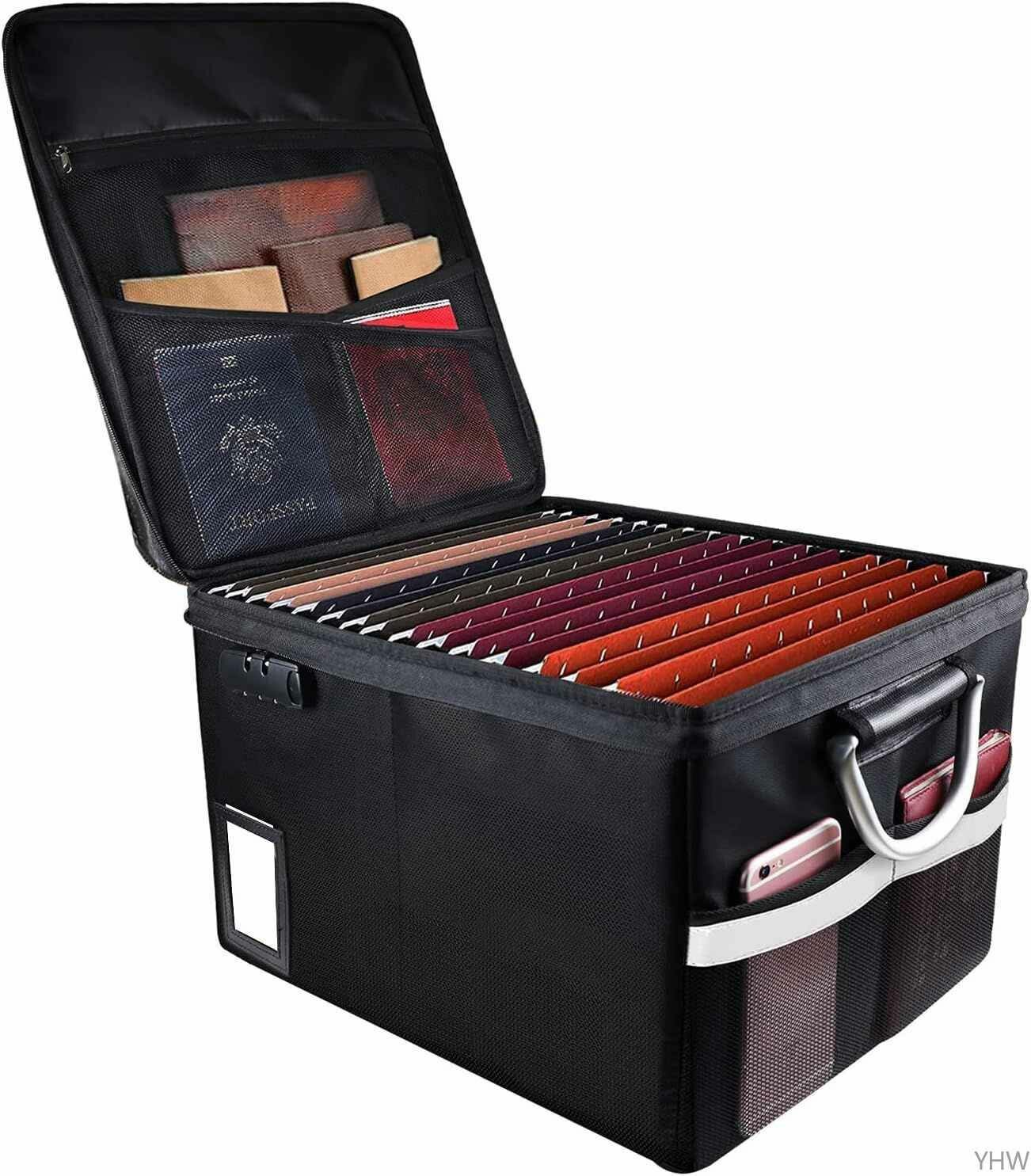 Огнеупорный ящик-органайзер для документов, Огнеупорный ящик для хранения картотеки с замком Портативный офисный сейф для подвешивания писем/юридических папок