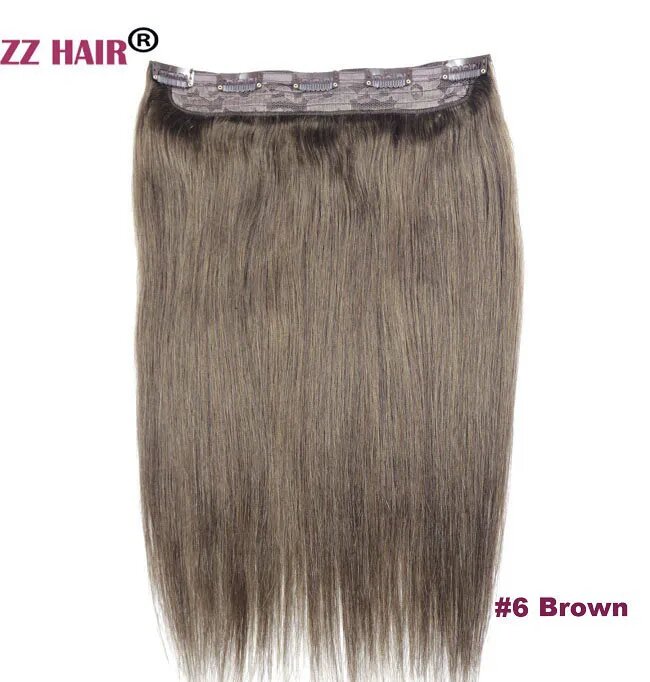 Натуральные волосы ZZHAIR, #6 Brown, 18 дюймов, 5 клипс