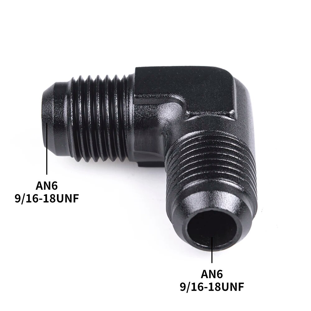 1 шт, алюминиевый 90-градусный от AN6 до AN6, расширенный AN6, внутренняя резьба AN6, 1/8NPT, 1/4NPT, переходник для шланга, твердая трубка, черный анод