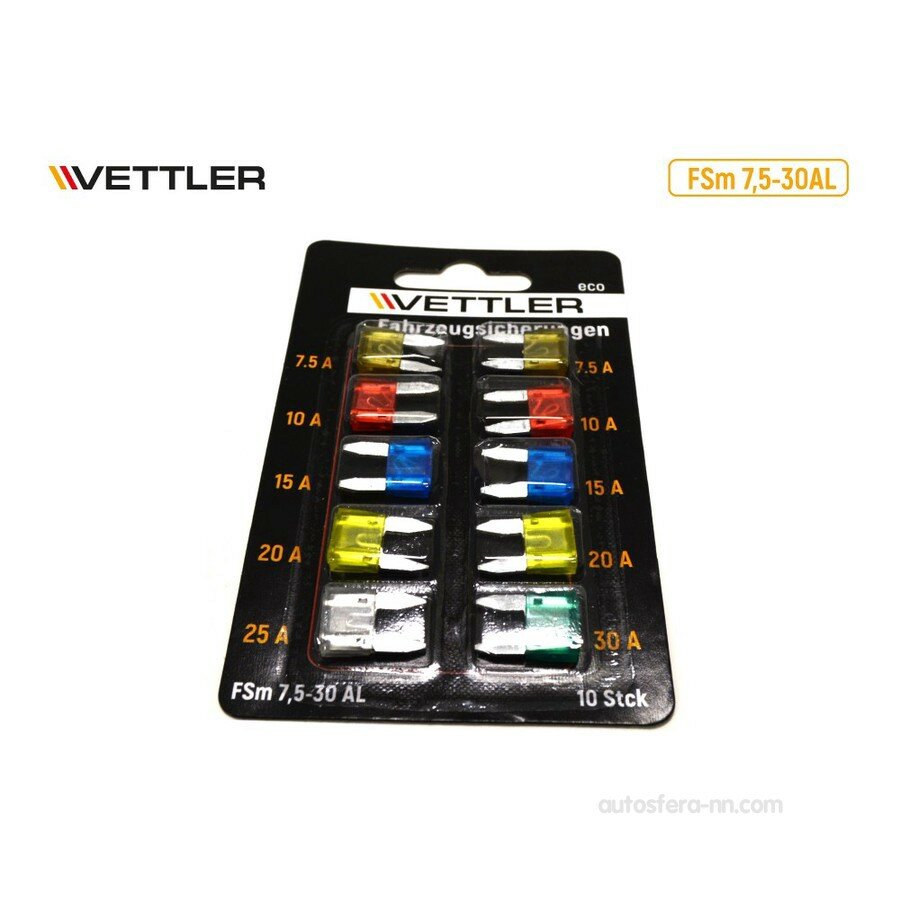 VETTLER FSM7530AMINIECO Предохранитель плоский Mini 7,5А-30А (10шт) ECO VETTLER