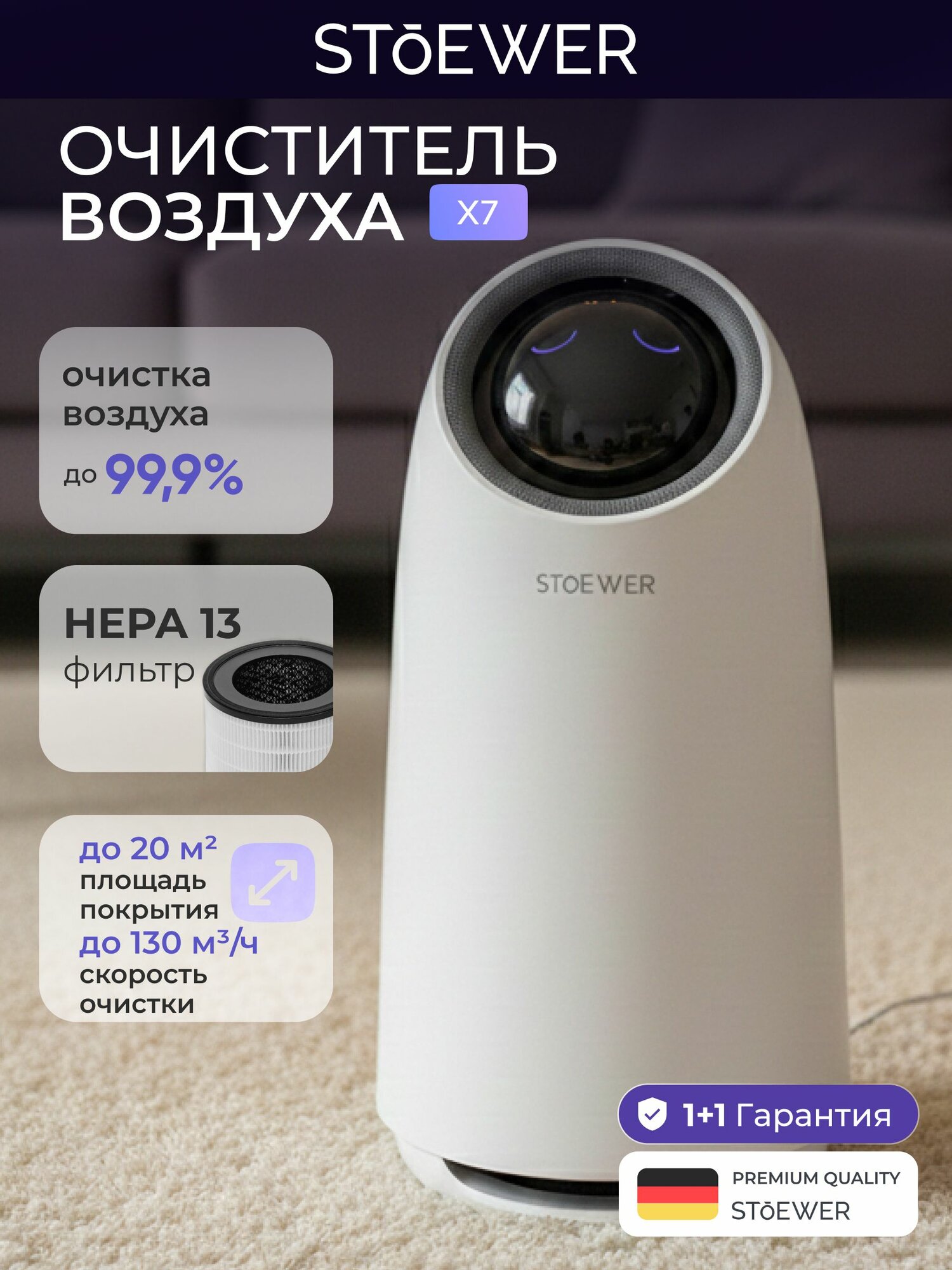 Очиститель воздуха для дома Stoewer Штоер Air Wash X7