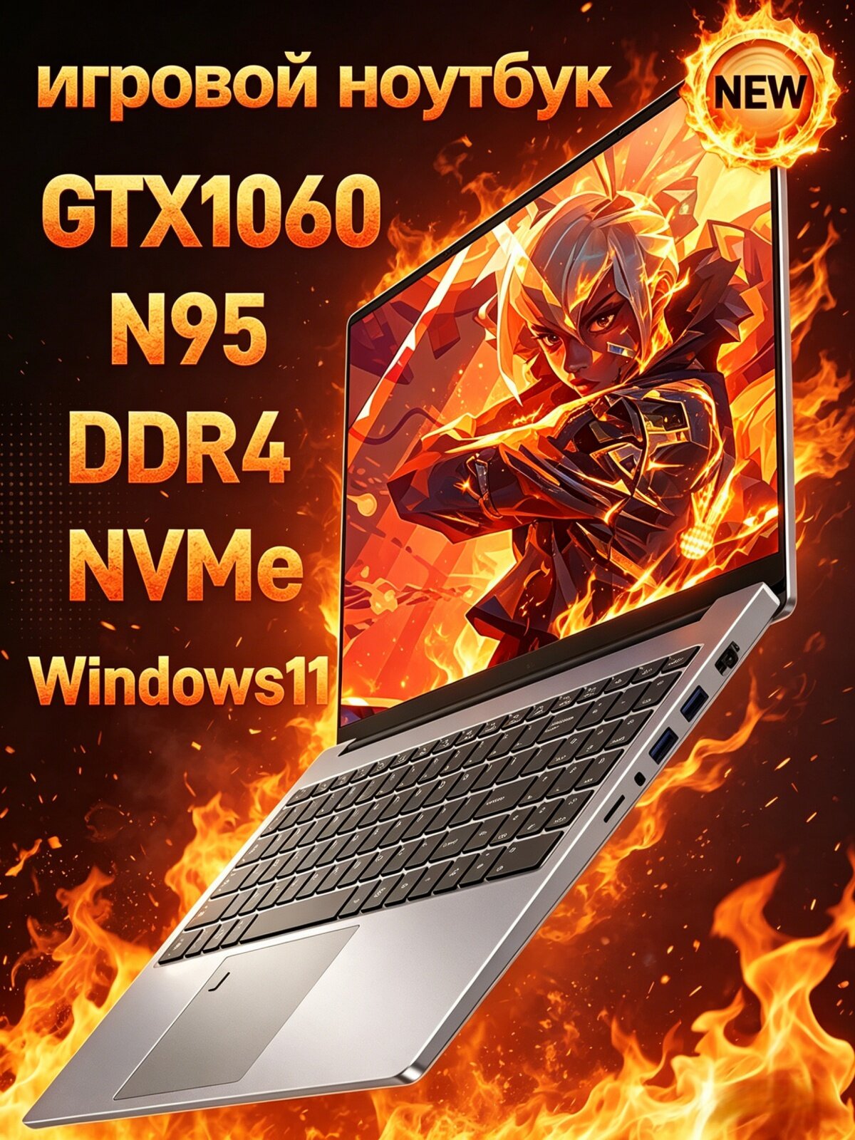15.6" intel N95 gtx1060 видеокарта Премиальный игровой ноутбук для работы и учебы ноутбуки noutbuk ультрабук Windows11