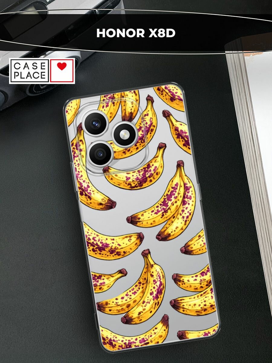 Чехол на Honor X8d / Хонор X8d с принтом Банановый фон, прозрачный