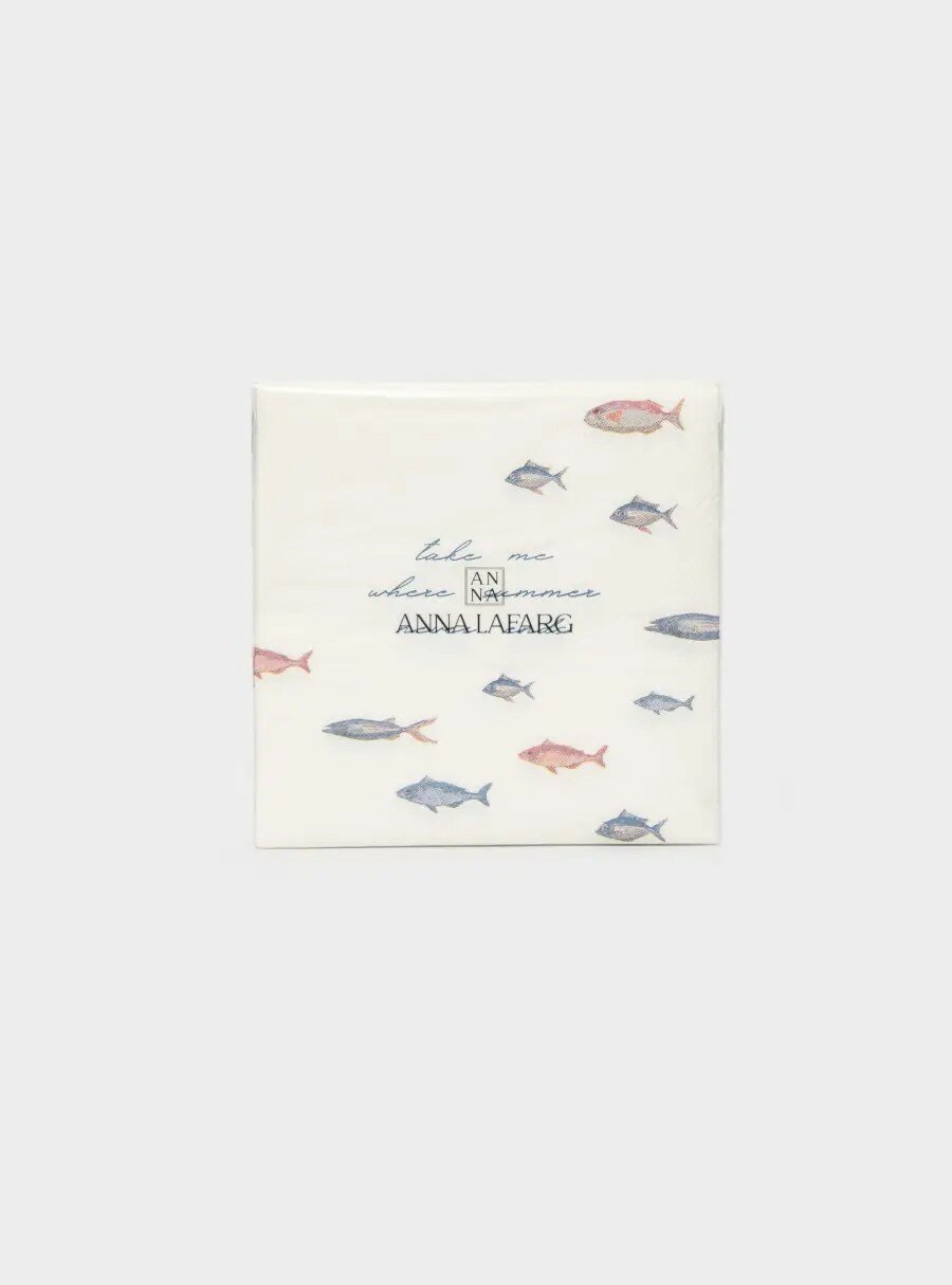Салфетки бумажные, 21✕21 см, 20 шт, квадратные, белые, Рыбы, Sea world (Anna Lafarg)