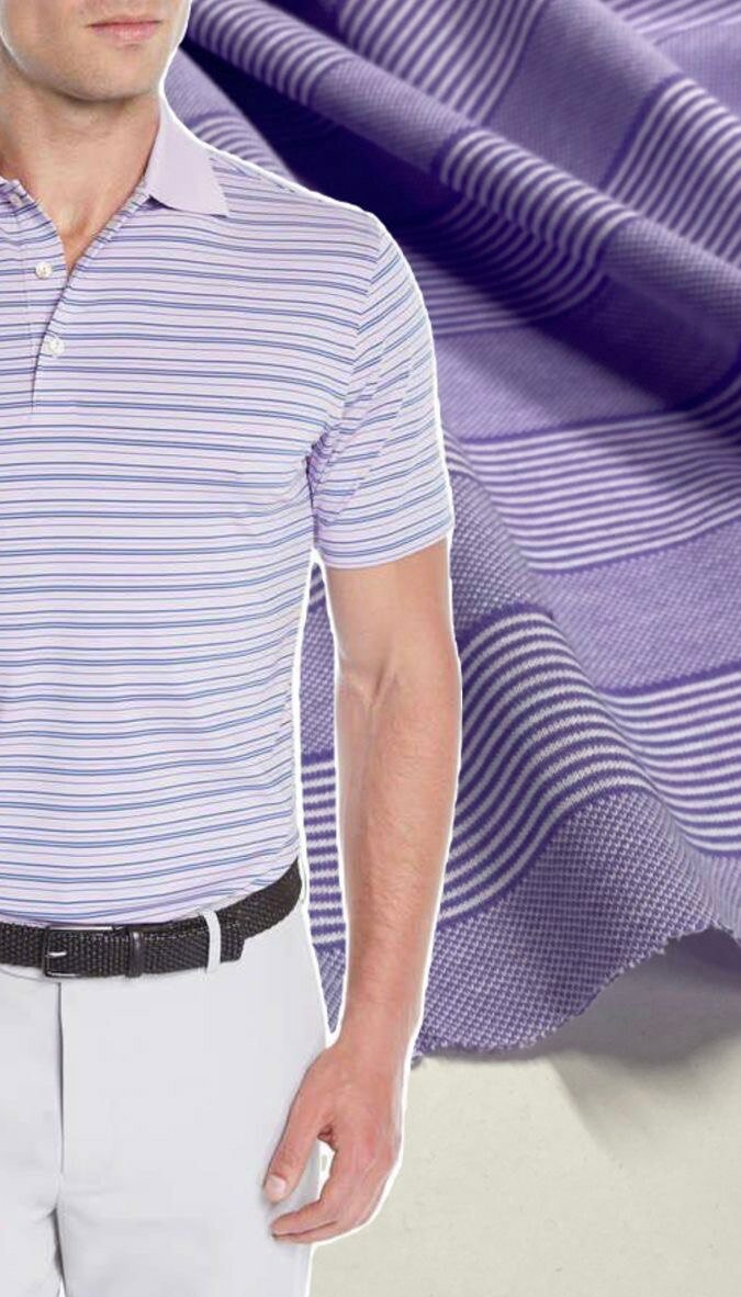 Мерсеризованный трикотажный жаккард, Violet полоска , Италия:150см*140см