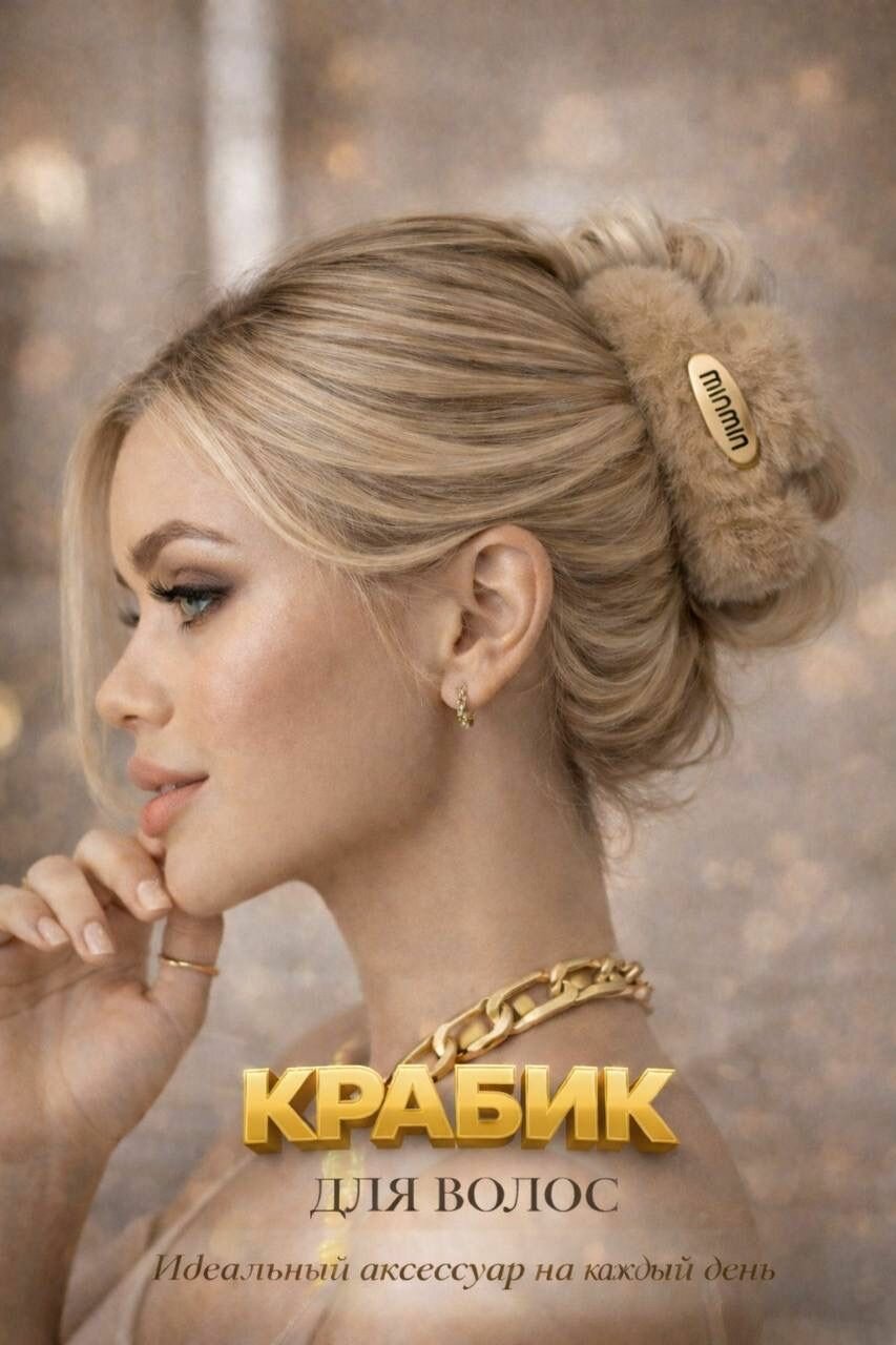 Крабик для волос меховой