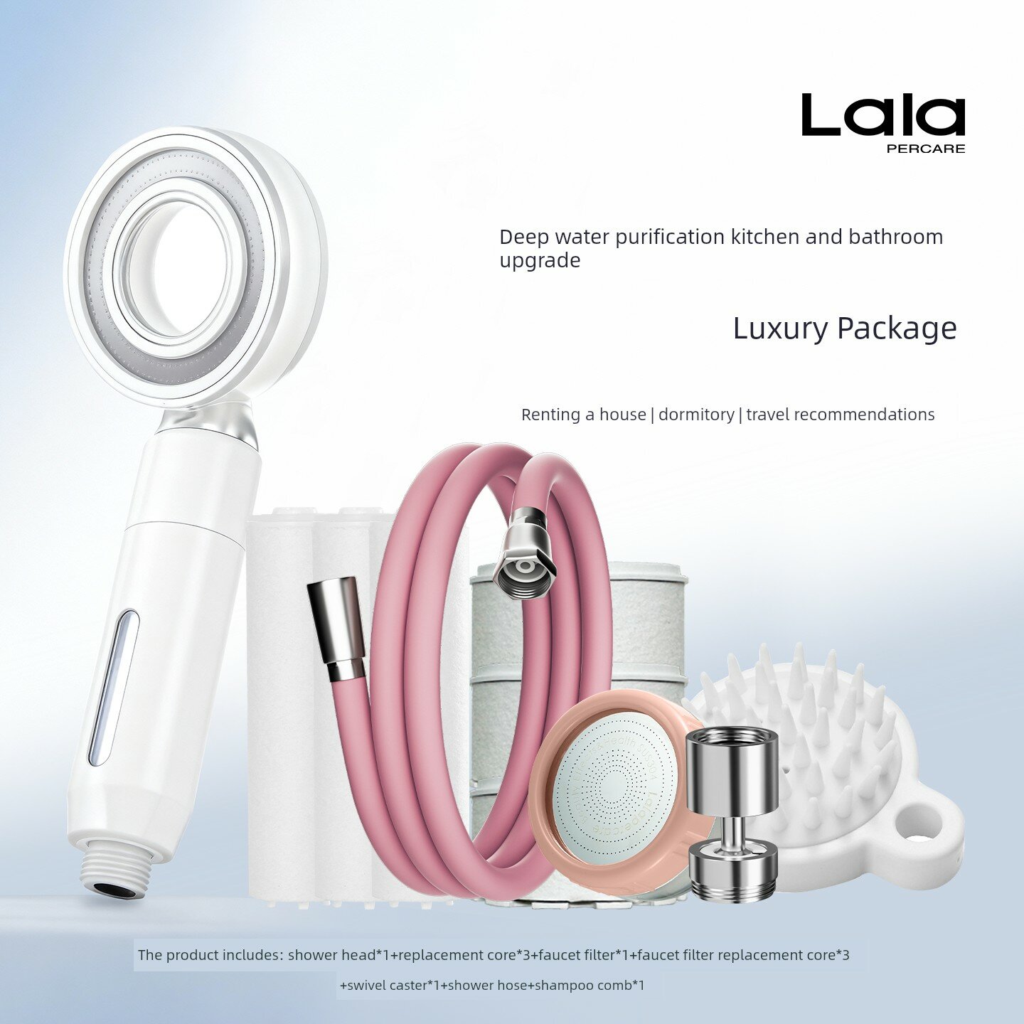 Набор для душа Lalapercare Nala Summer: антибактериальная насадка высокого давления, эффективно удаляющая хлор и