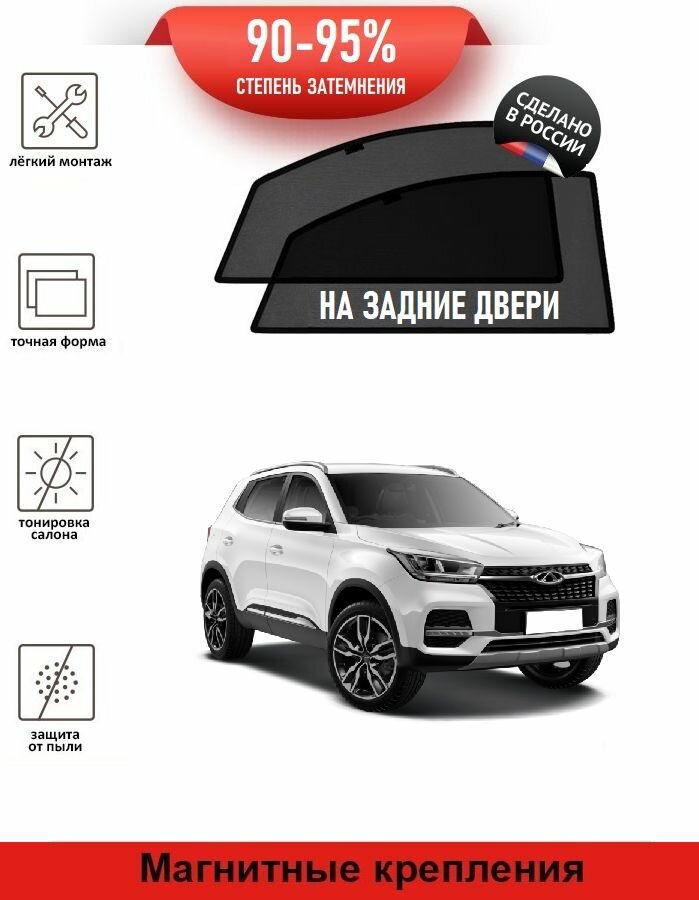 Автошторки LATONIK на Chery Tiggo, 4 рестайлинг (2018-2023) на задние двери на магнитах