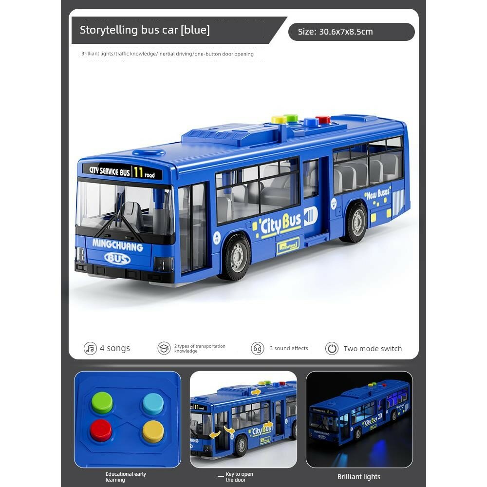 Детская модель автобуса Baby Bus Синий: крупномасштабный набор с 2 фигурками, образовательная игра