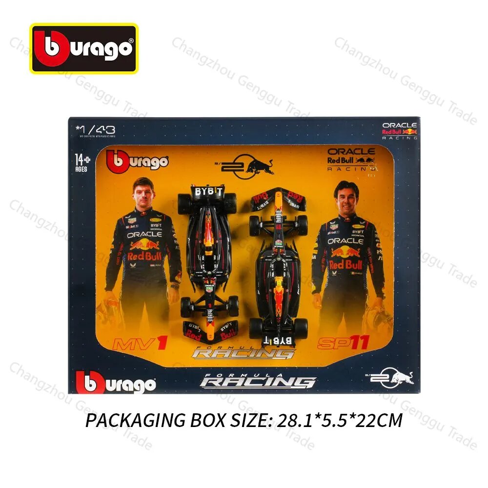 Комбинированный набор Bburago 1:43 2024 Red Bull RB20 Формульный болид Формулы-1, Литые под давлением автомобили, коллекционная модель гоночных игрушек