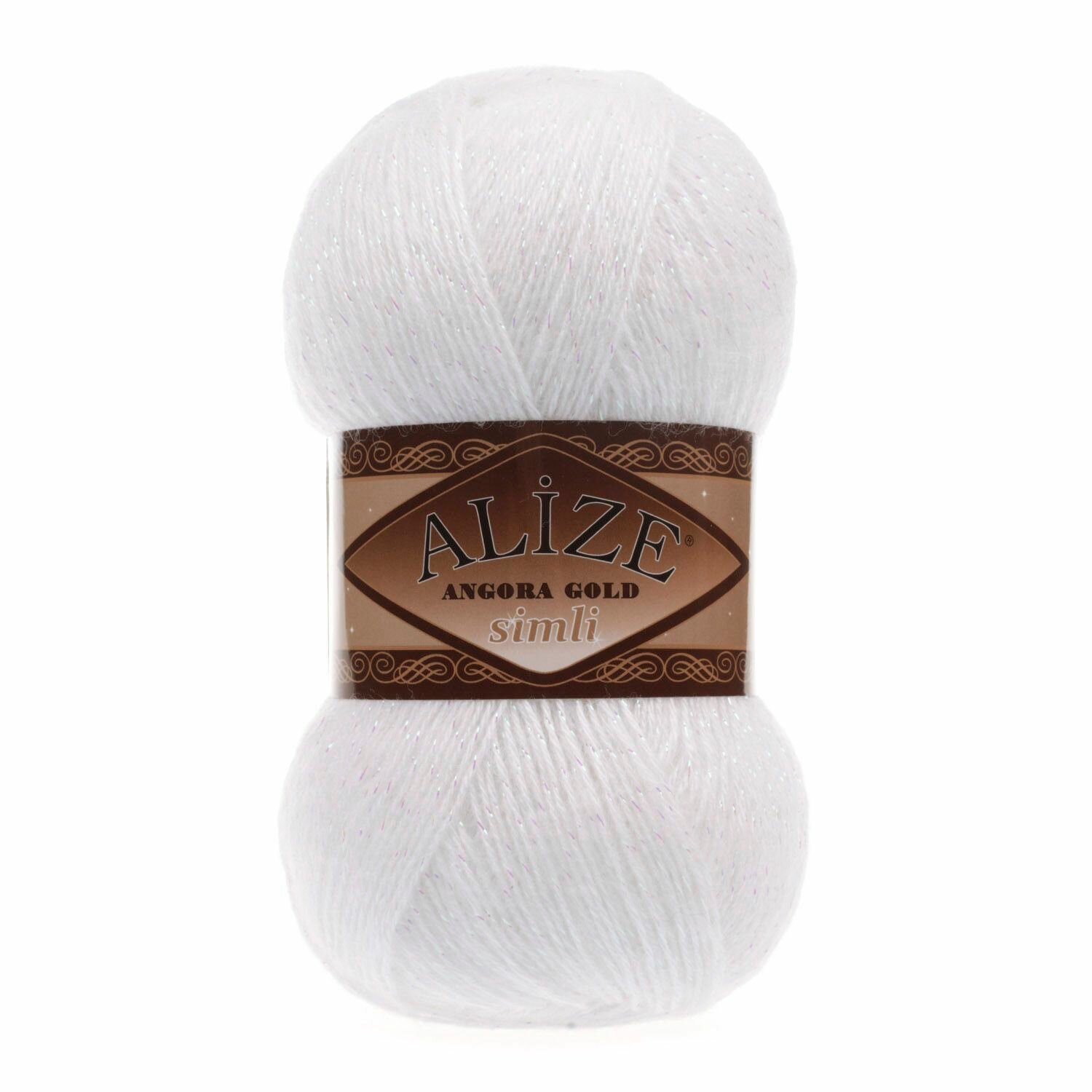 Пряжа для вязания Angora Gold simli Alize 1 моток (500 м, 100 гр), цвет 55 белый