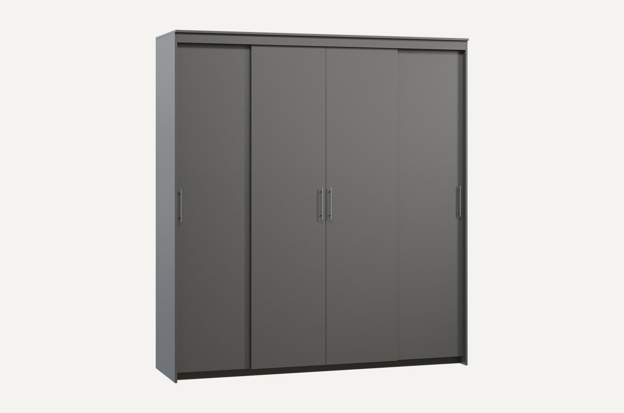 Шкаф-купе для одежды Divan.ru Тебар-4-220-230, 4 двери, Графит, без зеркал