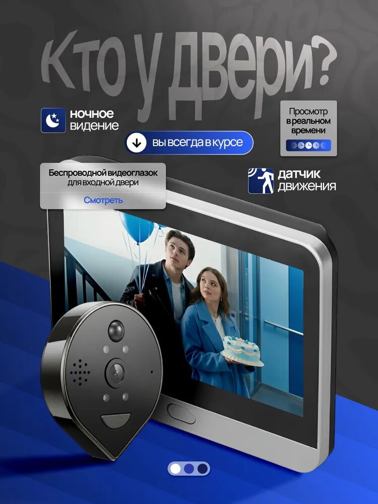 Видеоглазок для входной двери wifi с записью и датчиком движения