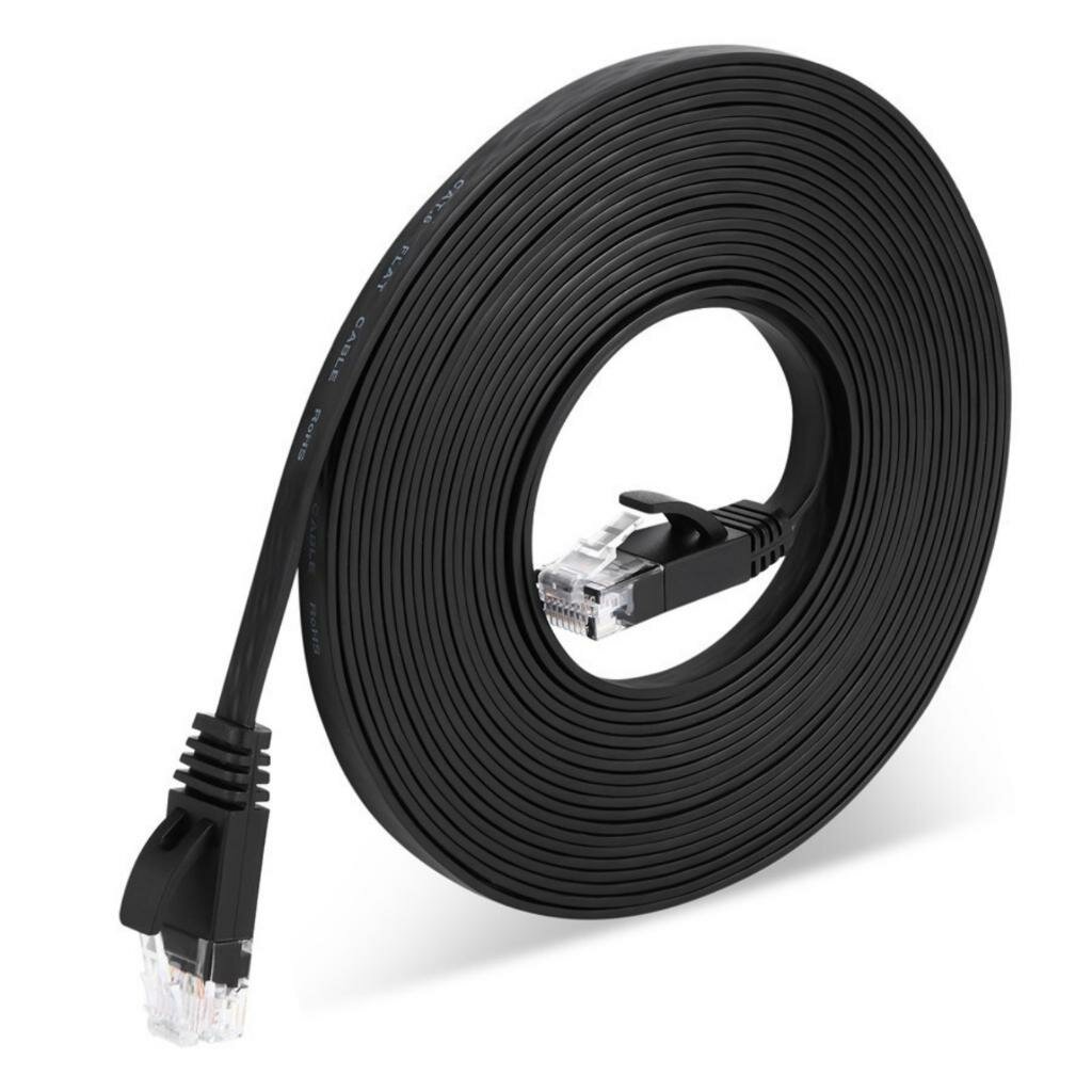 Кабель Ethernet Cat6 плоский, Черный - 2m