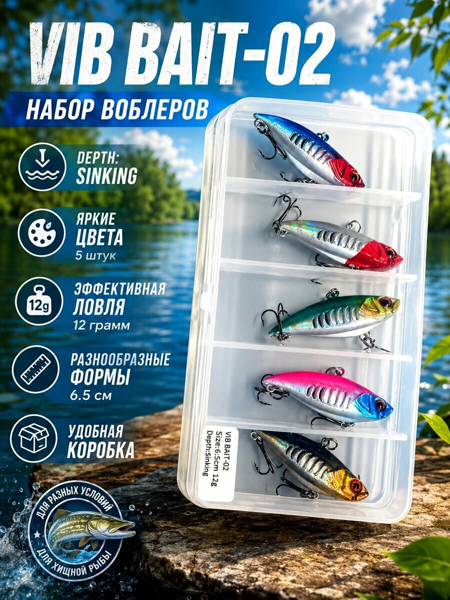 Набор Воблеров 5 штук, VIB BAIT-02.