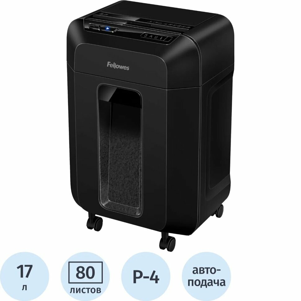 Шредер (уничтожитель) Fellowes AutoMax 80M, 4х12мм,4ур. секр,8лист,17л, 2084778