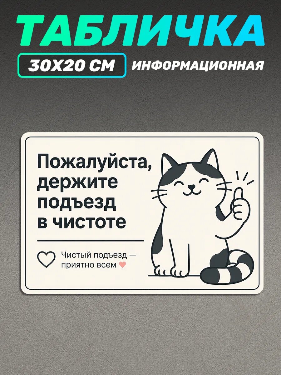 Табличка информационная для подъезда Соблюдайте чистоту