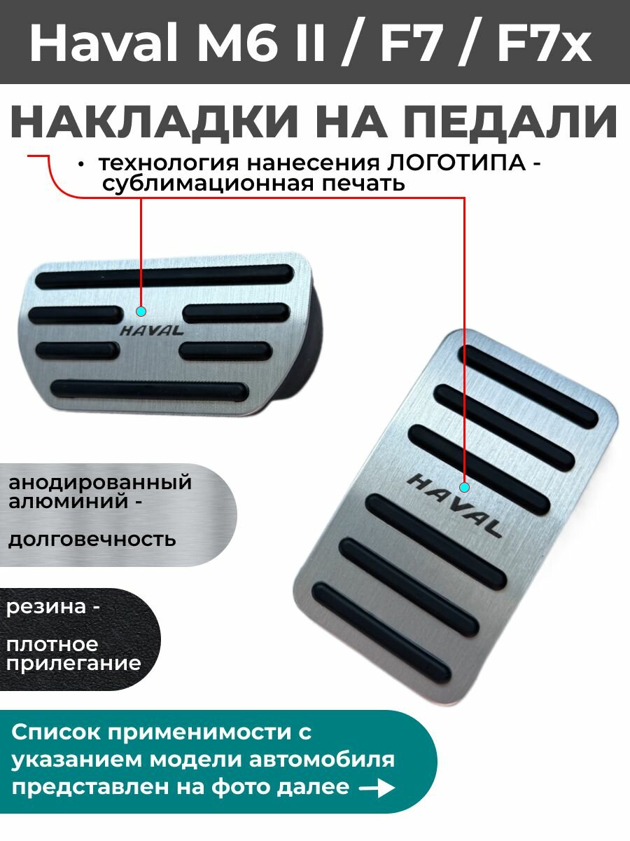 Накладки на педали HAVAL M6 II 2021-2026 г. в./F7/F7x I/Ф7/Ф7х с Лого 2019-2024 г. в.