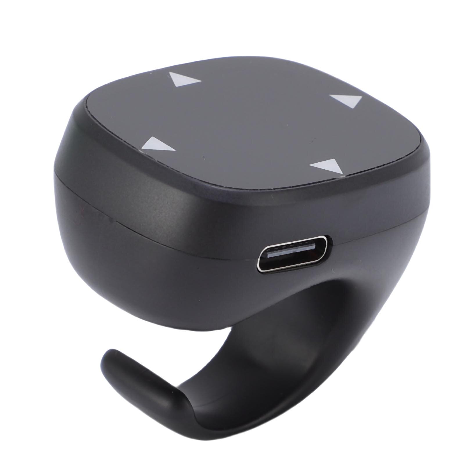 Мультифункциональное сенсорное смарт-пульт Bluetooth кольцо для прокрутки камера пульт дистанционного управления переключатель страниц для телефонов планшетов черный Bluetooth 5.3 10 метров 90mAh 24 часа 1 час зарядки ABS 1 кольцо 1 кабель 1 инструкция